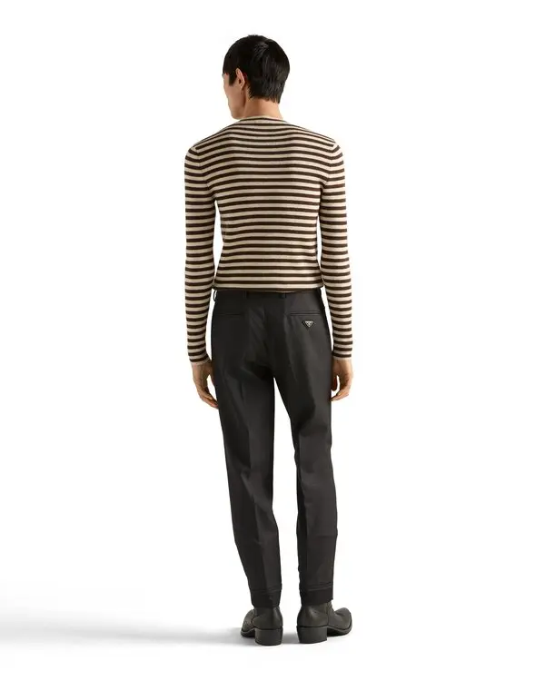 Prada Slim Fit Wool Trousers With Zipper Pocket