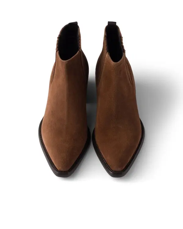Prada Suede Booties - Brown
