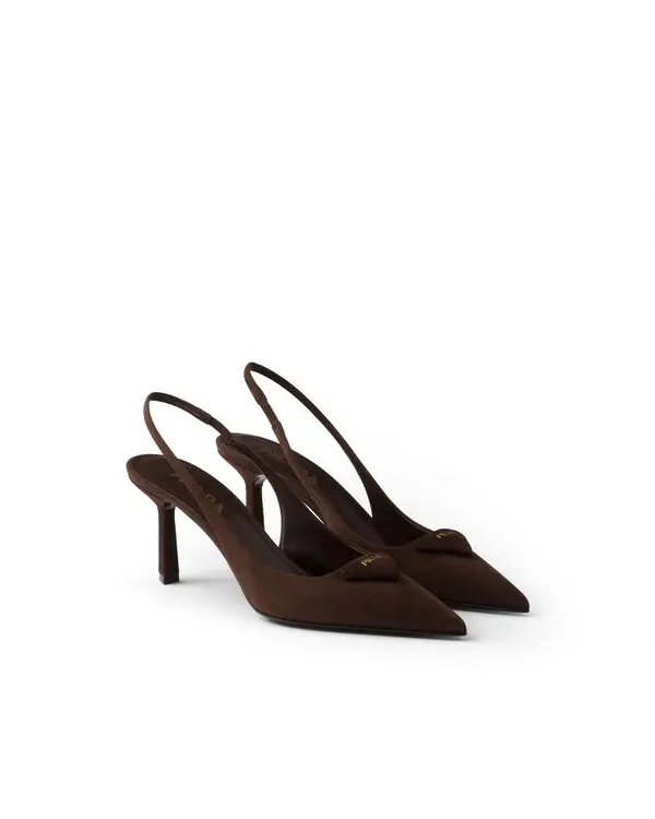 Prada Suede Slingback Pumps - Brown