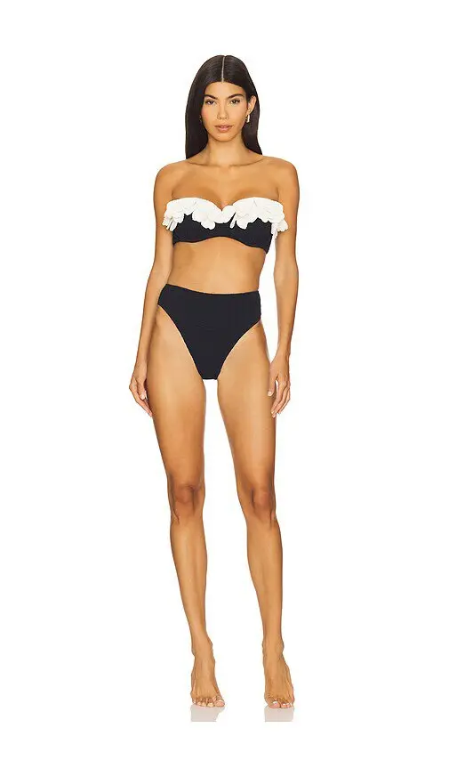 PatBO Breeze Jacquard Flower Applique Bikini Top