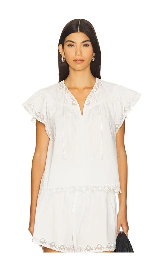 Ulla Johnson Effie Flutter Sleeve Top - Pristine