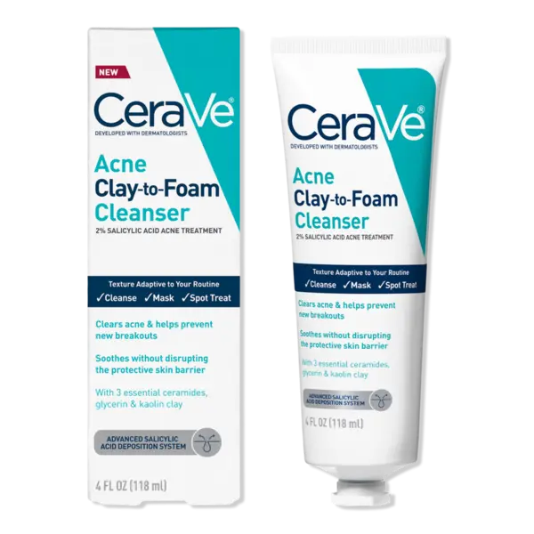 Cerave Acne Clay-to-foam Facial Cleanser - One-color