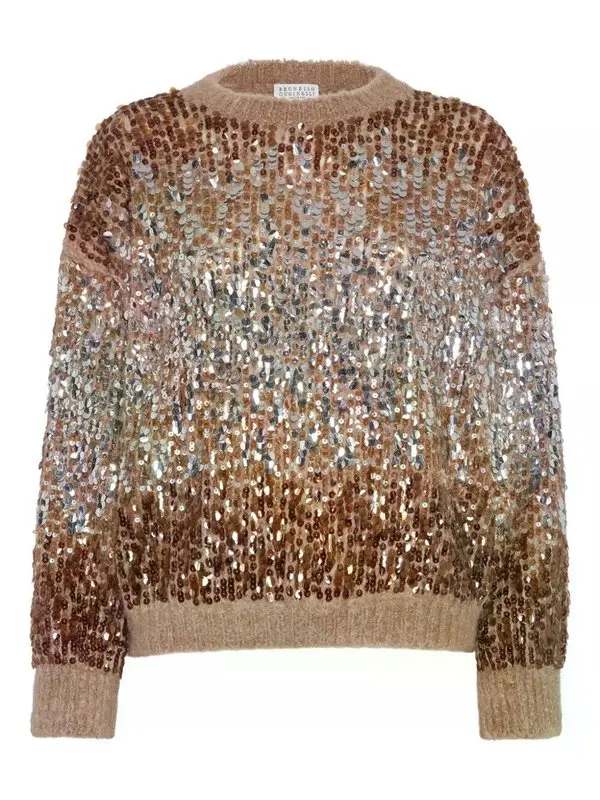 Brunello Cucinelli Ombré Sequin-embellished Sweater - Neutrals