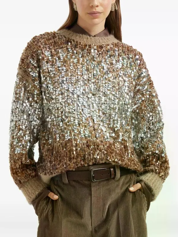 Brunello Cucinelli Ombré Sequin-embellished Sweater