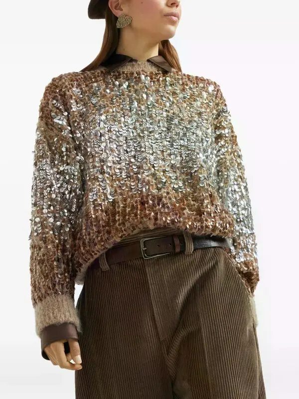Brunello Cucinelli Ombré Sequin-embellished Sweater