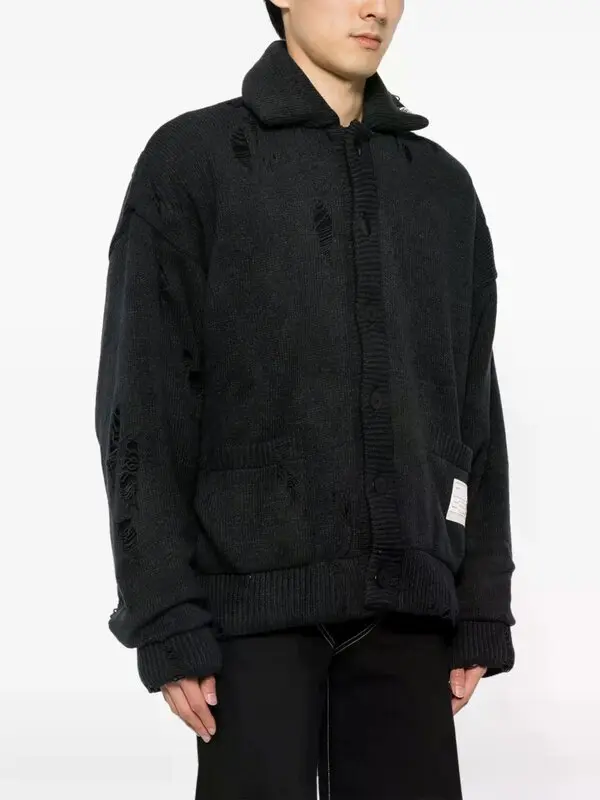 Mihara Yasuhiro Distressed Wool-blend Cardigan