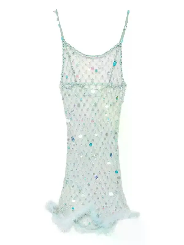 ROBERTA EINER Feather-trim Mesh Mini Dress