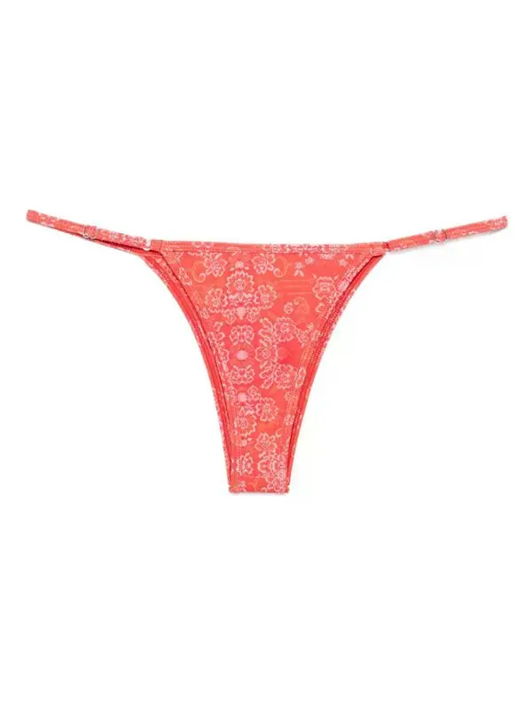 ROBERTA EINER X Kiss ‘n Thrill Frida Floral-print Bikini Bottoms - Red