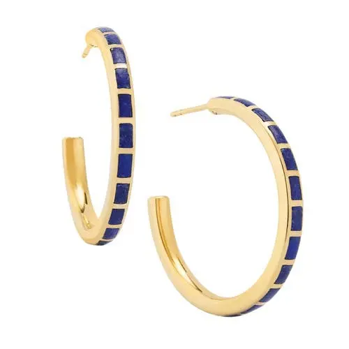 JAN LESLIE Dash Hoop Earring Set - Blue