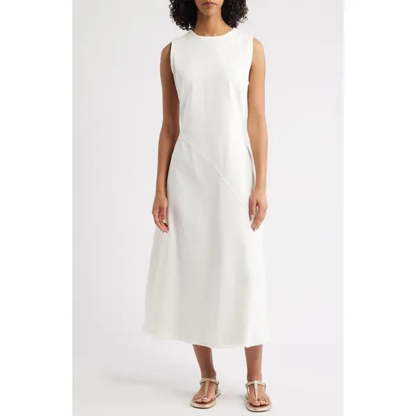 NEXT Asymmetric Seam Denim Maxi Dress - Neutral