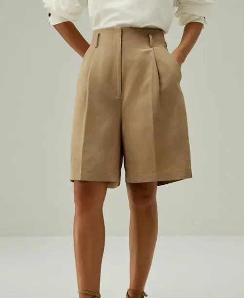 Lilysilk Silk-linen Blend Bermuda Shorts - Oak