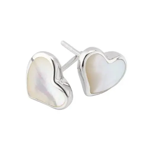 JAN LESLIE Heart Stud Earring Set - White