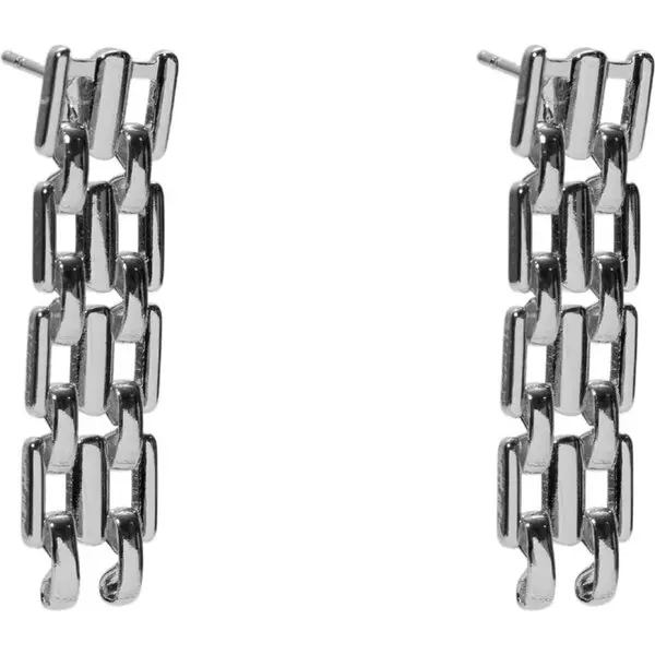 Argento Vivo Panthera Link Linear Drop Earrings - Silver