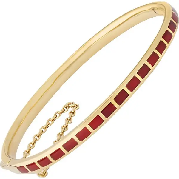 JAN LESLIE Dash Bangle Bracelet Set In Sterling Silver With 18k Gold Overlay - Red