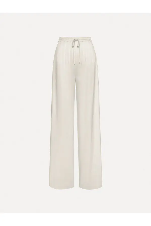 Oscar De La Renta Silk Georgette Drawstring Pant - Natural