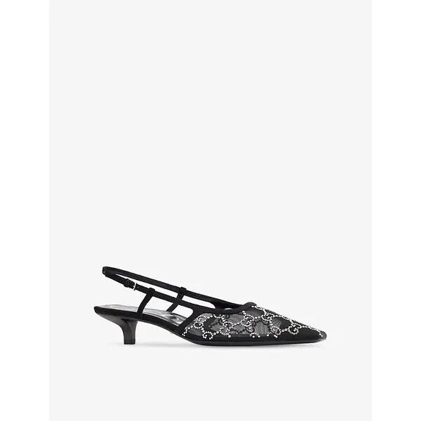 Gucci Gg Crystal Embellished Slingback Pumps