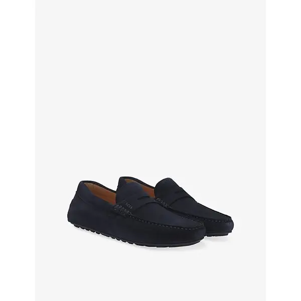 BOSS Penny-detail Suede Loafers