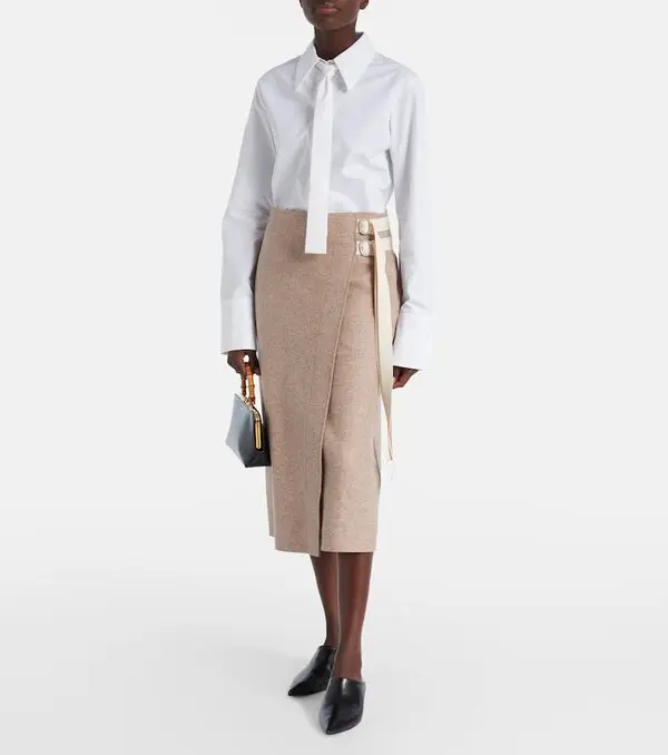 JIL SANDER Wool-blend Midi Skirt