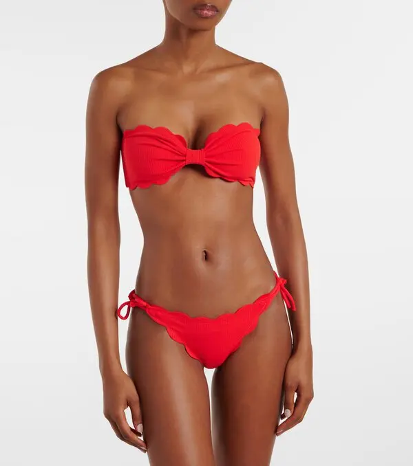 Marysia Antibes Scalloped Bandeau Bikini Top - Red