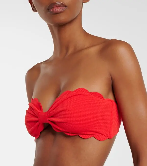 Marysia Antibes Scalloped Bandeau Bikini Top - Red