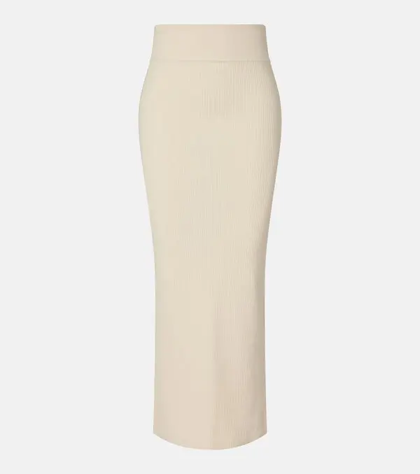 Wardrobe.NYC Knitted Cotton Column Skirt - Beige