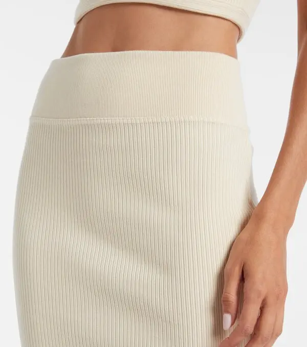 Wardrobe.NYC Knitted Cotton Column Skirt - Beige