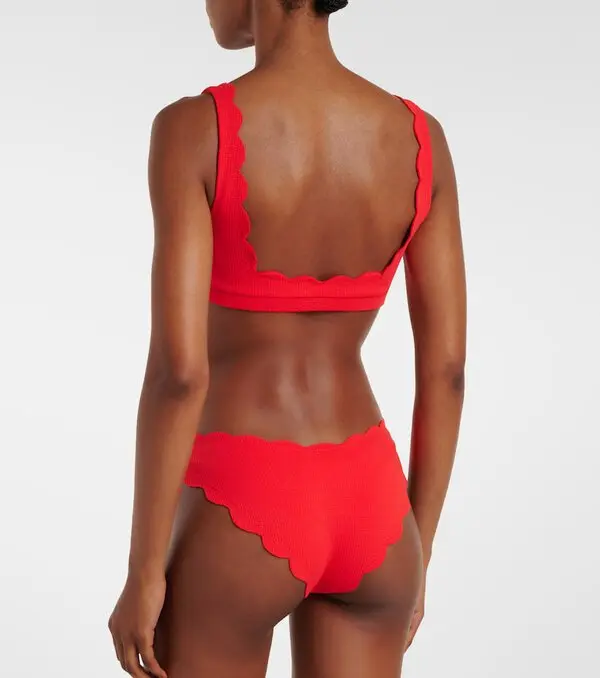 Marysia High Antibes Scalloped Bikini Bottom - Red
