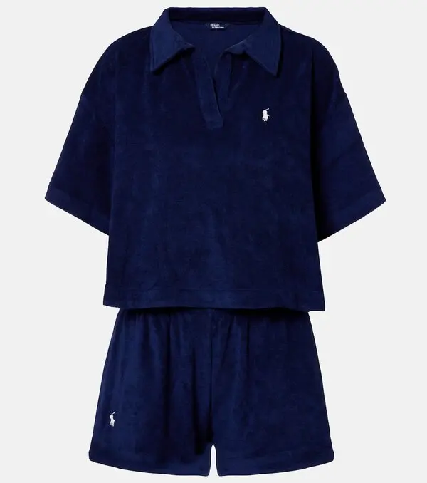 Polo Ralph Lauren Cotton Polo Shirt And Bermuda Shorts Set - Blue