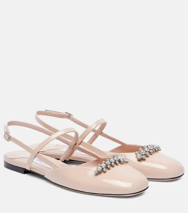 JIMMY CHOO Belinda Patent Leather Flats - Pink