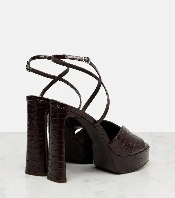 JIMMY CHOO Karli 125 Croc-effect Platform Sandals - Brown