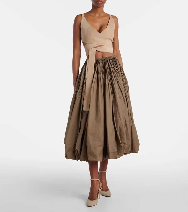 Alaïa Flared Balloon Maxi Skirt - Brown