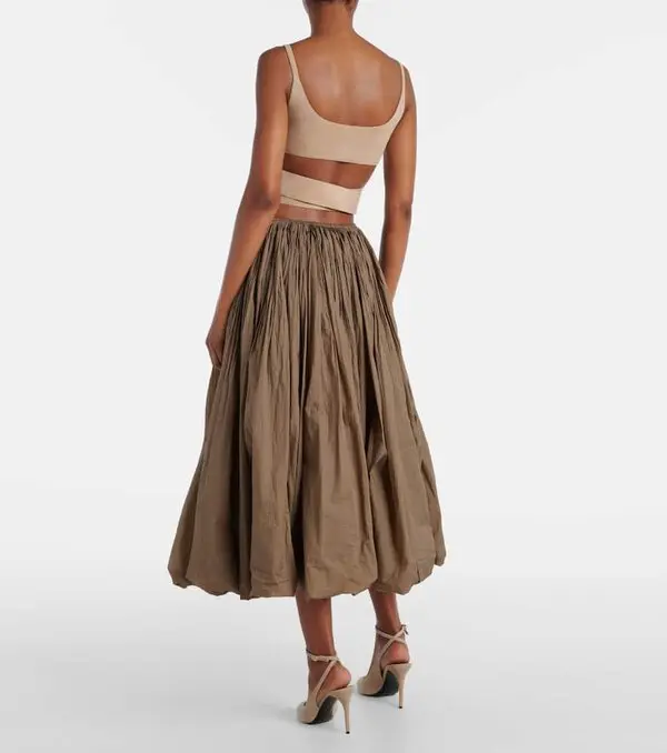 Alaïa Flared Balloon Maxi Skirt - Brown