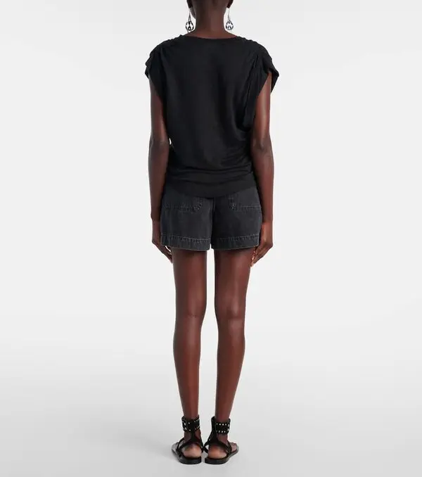 MARANT ETOILE Linen T-shirt - Black
