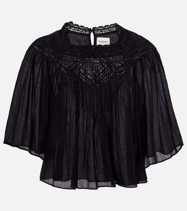 MARANT ETOILE Garia Lace-trimmed Blouse - Black