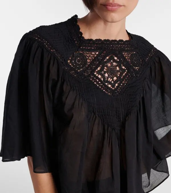 MARANT ETOILE Garia Lace-trimmed Cotton Blouse