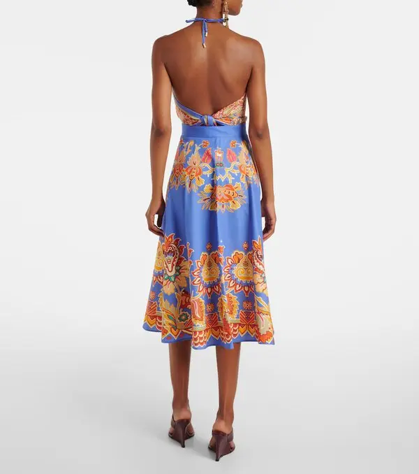 Etro Printed Cotton Midi Skirt - Blue