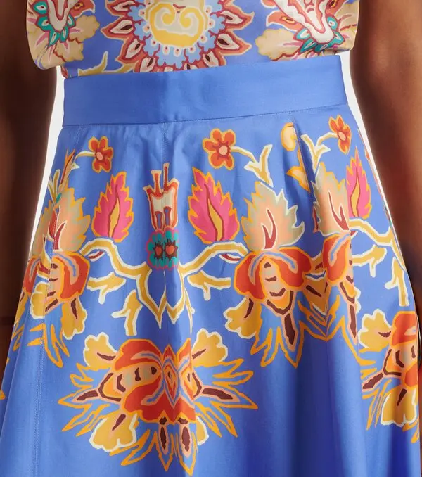 Etro Printed Cotton Midi Skirt - Blue