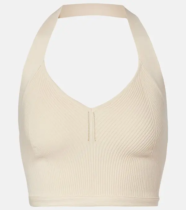 Wardrobe.NYC Knitted Cotton Crop Top - Beige