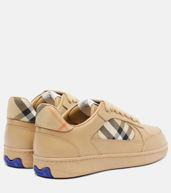Burberry Check Leather Sneakers - Beige