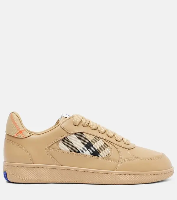 Burberry Check Leather Sneakers - Beige