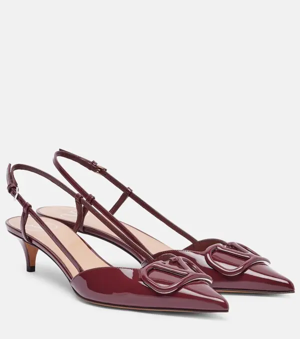 Valentino Garavani Vlogo Signature 40 Slingback Pumps - Burgundy