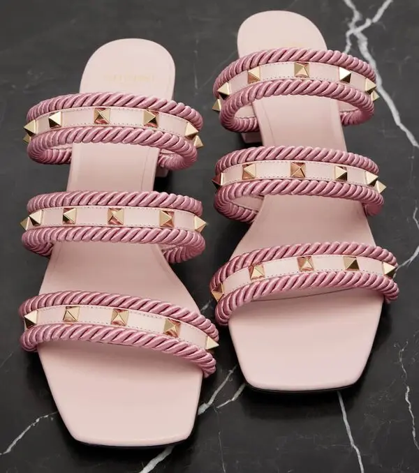 Valentino Garavani Rockstud Torchon 60 Leather Mules