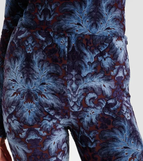 Etro Printed Crêpe Flared Pants - Blue