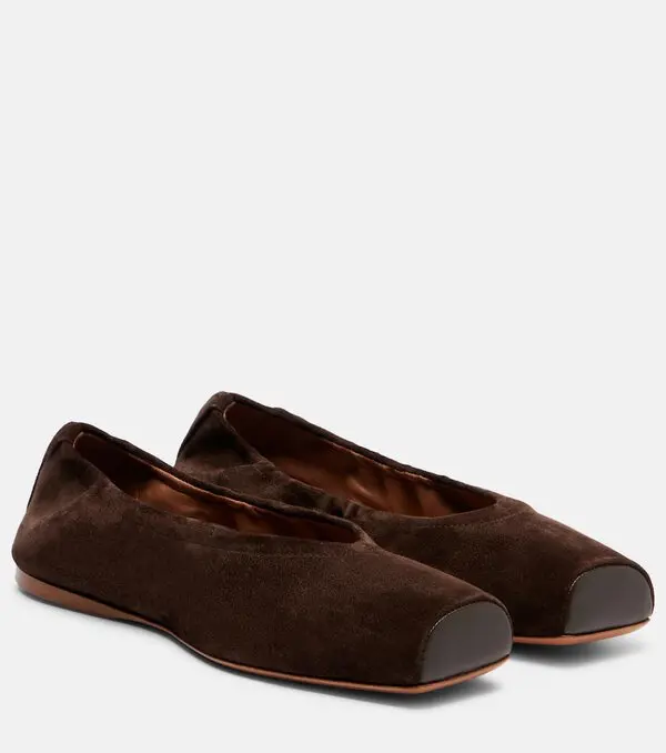 Alaïa Suede Ballet Flats - Brown