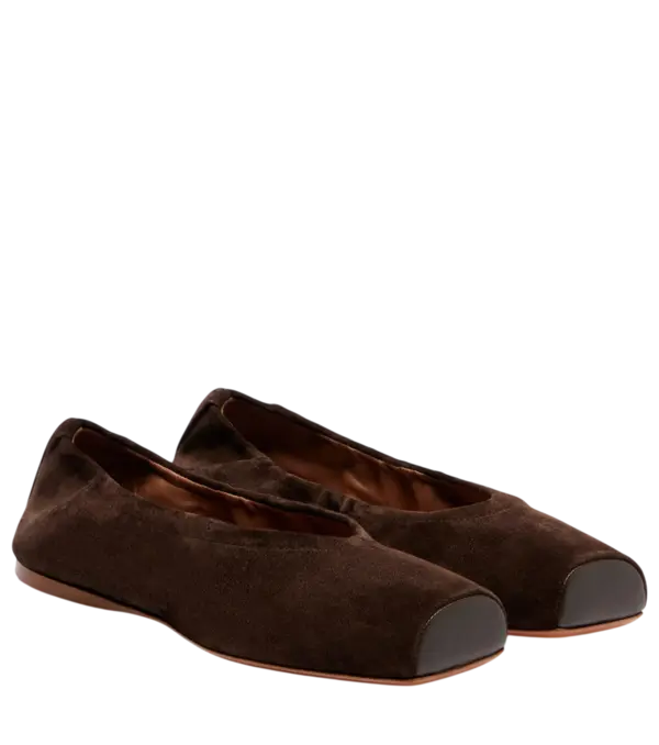 Alaïa Suede Ballet Flats - Brown