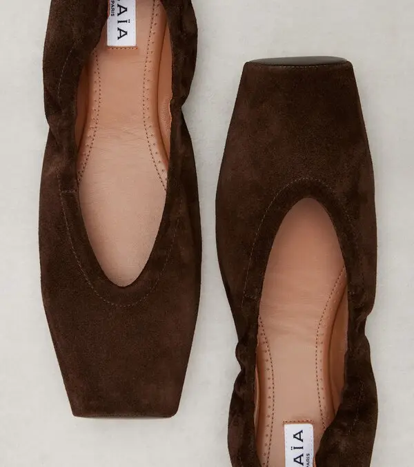 Alaïa Suede Ballet Flats - Brown