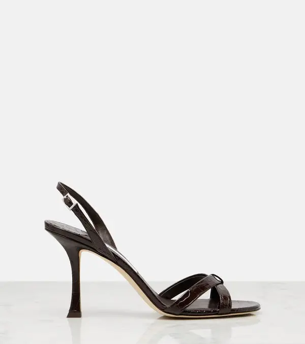 JIMMY CHOO Elsy 90 Croc-effect Leather Sandals