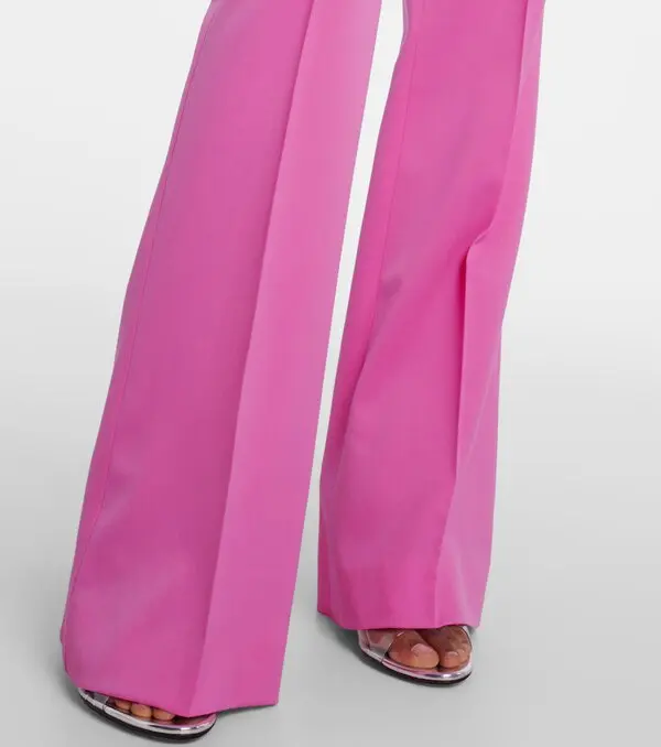 Versace Embellished High-rise Flared Wool Pants - Pink