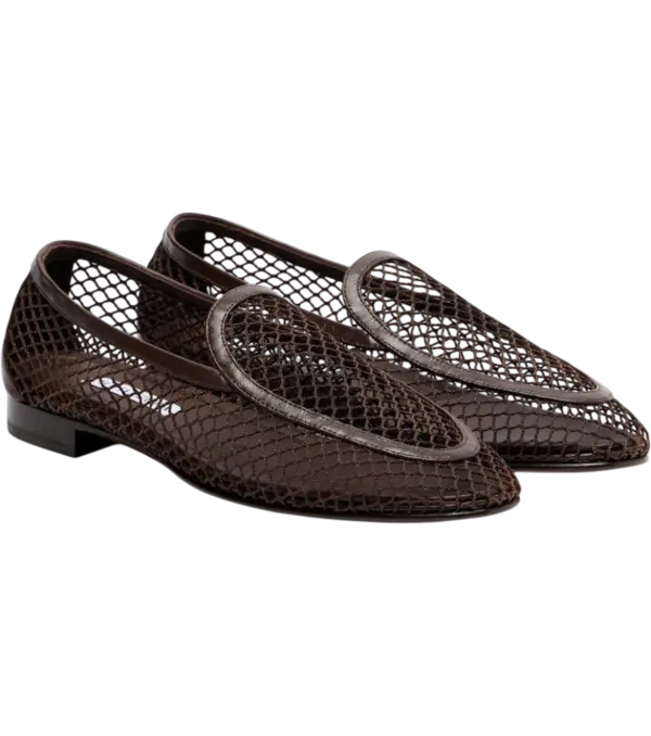 AQUAZZURA Saint Germain Leather-trimmed Moccasins - Brown