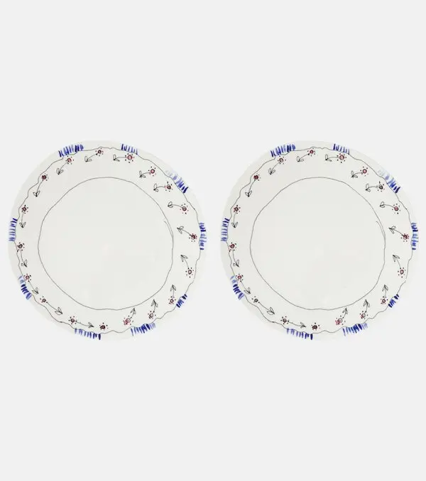 SERAX Midnight Flowers Anemone Milk Set Of 2 Dinner Plates Marni - Multicoloured
